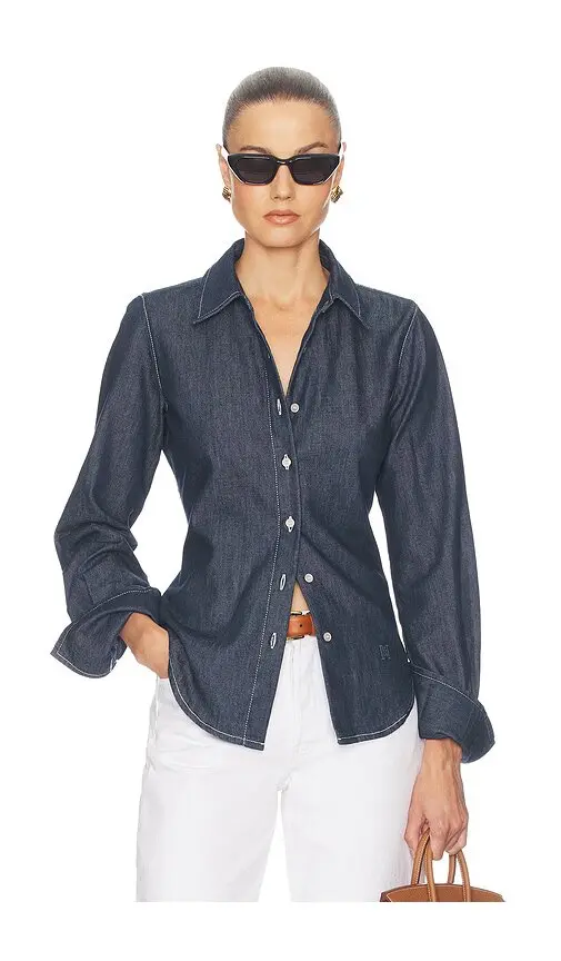HELSA Denim Fitted Shirt In Blue