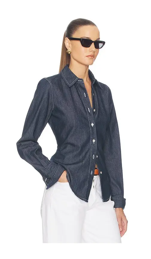 HELSA Denim Fitted Shirt In Blue