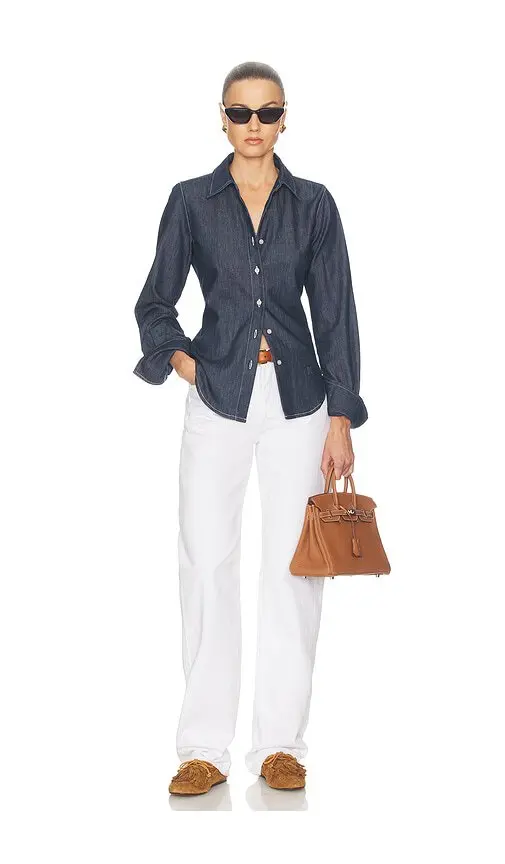 HELSA Denim Fitted Shirt In Blue
