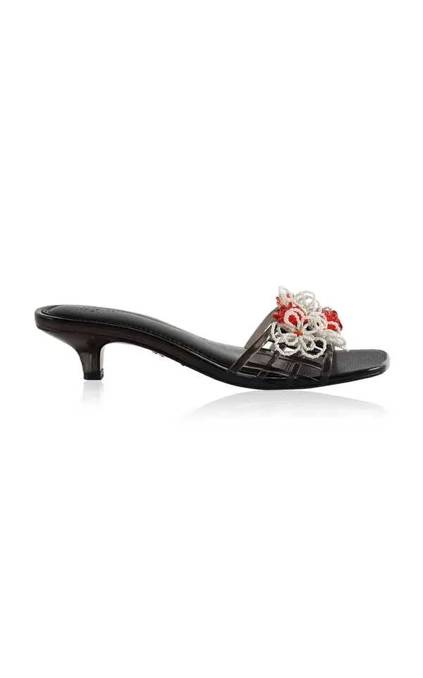 HEAVENLY JELLY Twirl Embellished Jelly Mule - Black