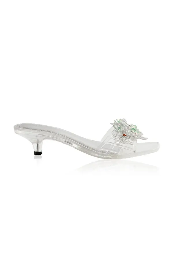 HEAVENLY JELLY Twirl Embellished Jelly Mule - Clear