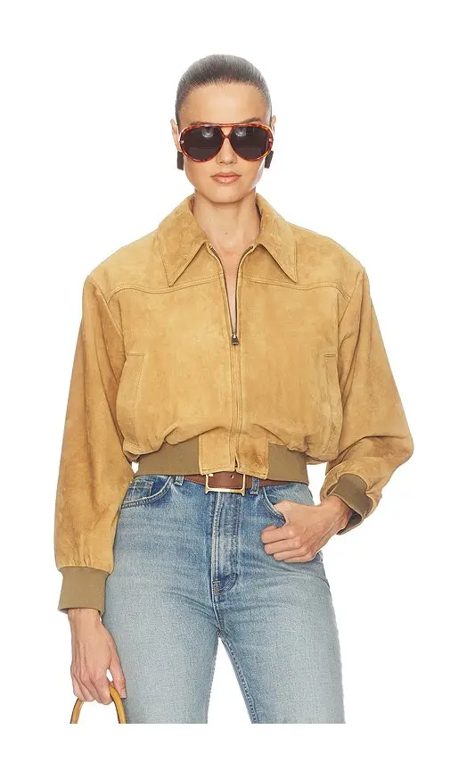 HELSA The Suede Zip Bomber In Brown
