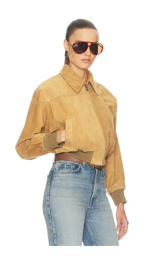 HELSA The Suede Zip Bomber In Brown