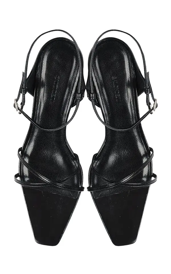 SALONDEJU Vintage Square Cross Strap Sandal - Black