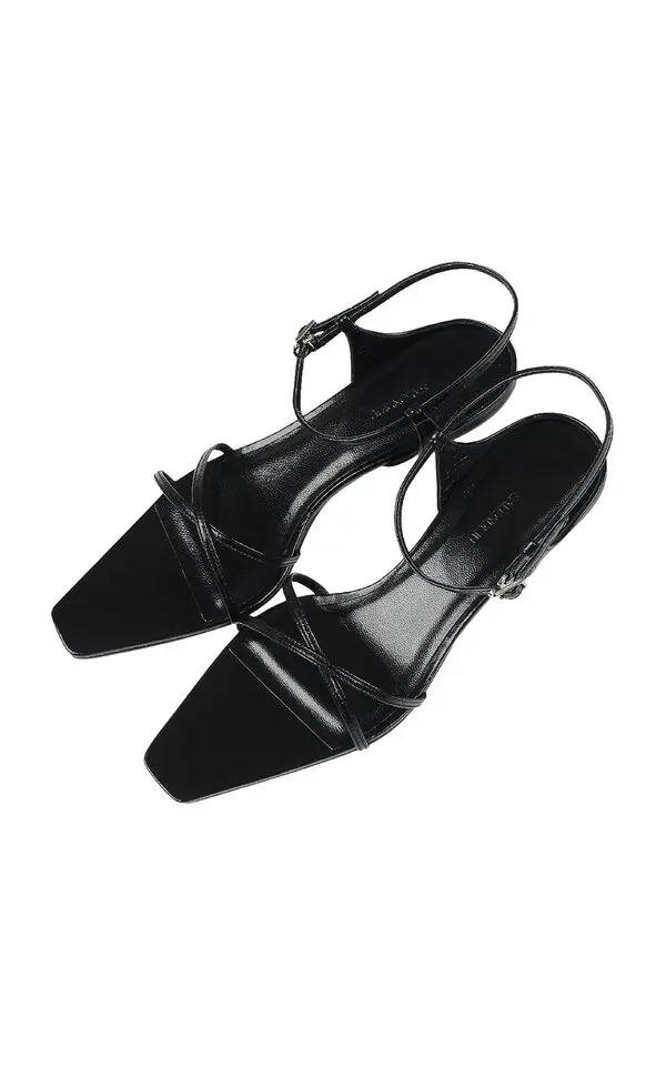SALONDEJU Vintage Square Cross Strap Sandal - Black