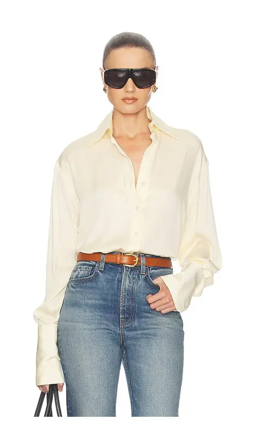HELSA The Relaxed Silk Shirt - Cream