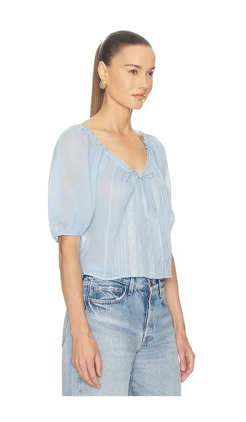 HELSA Voile Peasant Blouse In Blue