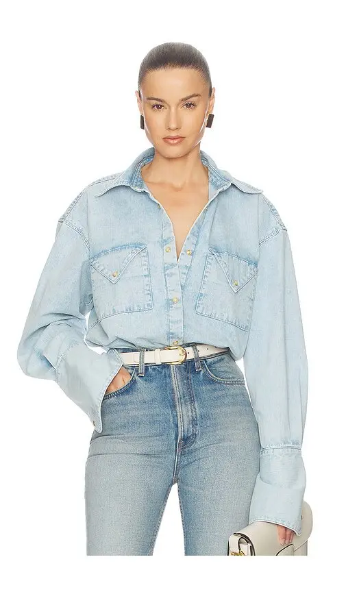 HELSA Washed Denim Shirt In Blue - Washed Blue
