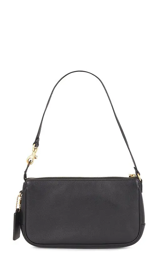 COACH Natural Grain Leather Shoulder Bag - Black