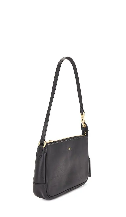 COACH Natural Grain Leather Shoulder Bag - Black