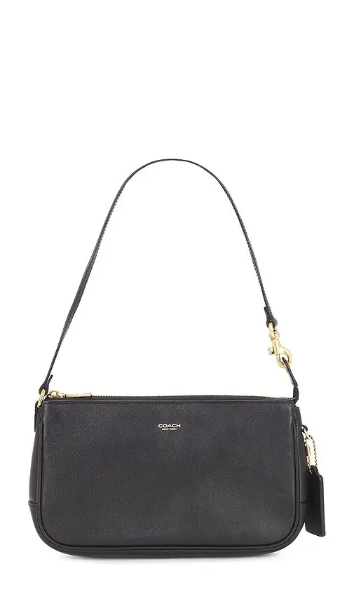 COACH Natural Grain Leather Plaza Bag - Black