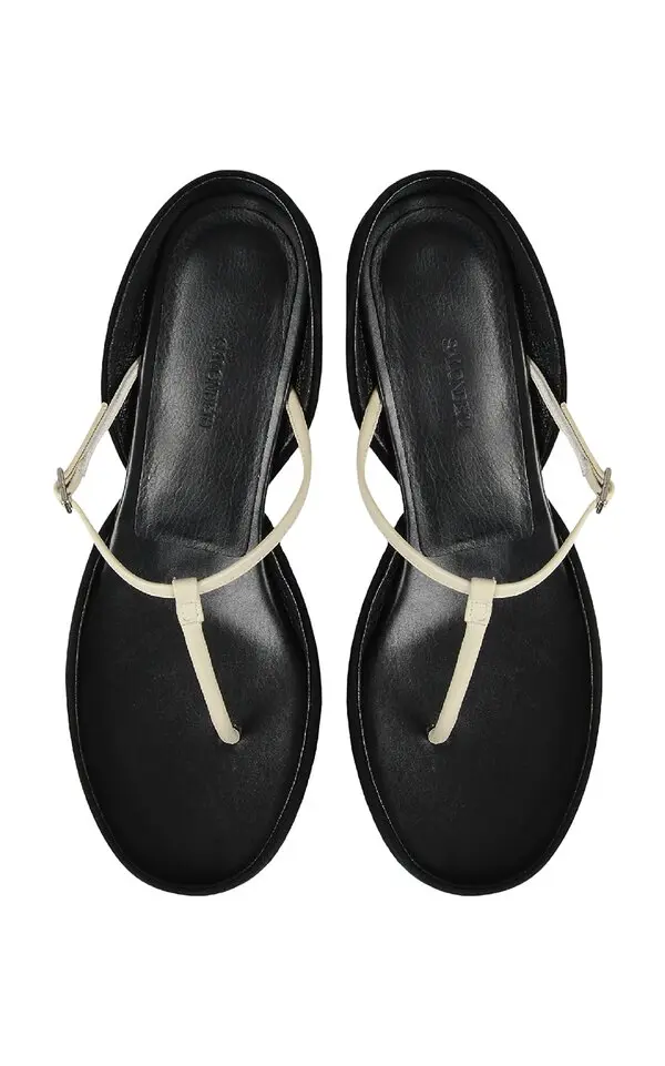 SALONDEJU Frame T Strap Sandal - Ivory