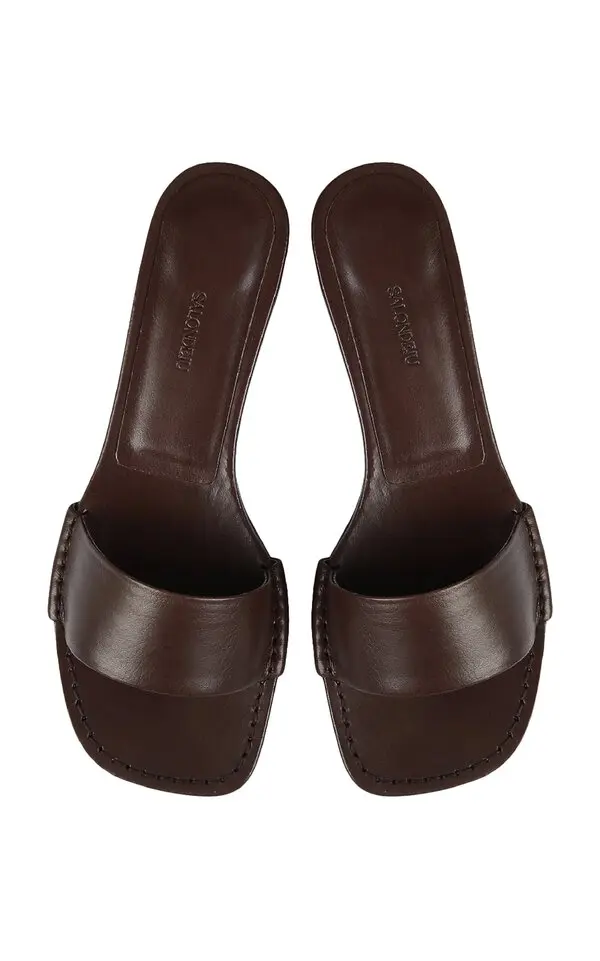 SALONDEJU Stitch Slide Mule - Brown