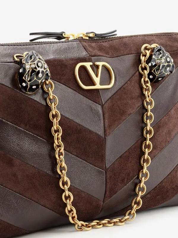 Valentino Garavani Panthea Suede And Leather Shoulder Bag