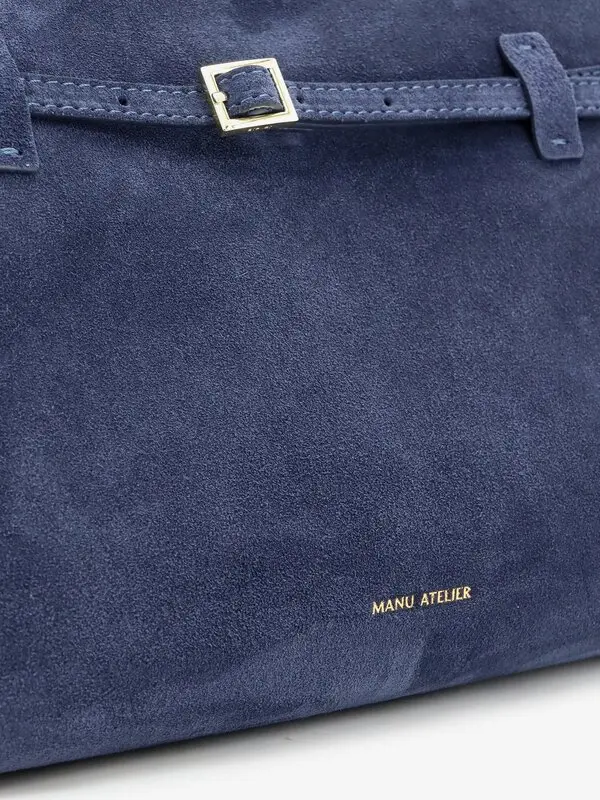 Manu Atelier Le Cambon 35 Suede Handbag - Blue