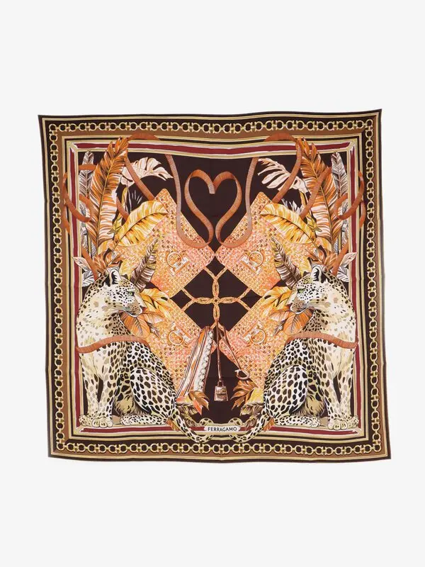 FERRAGAMO Felindra Silk Foulard - Brown
