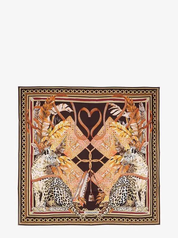 FERRAGAMO Felindra Silk Foulard - Brown