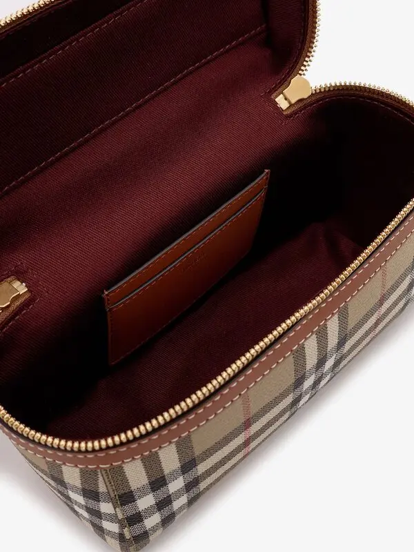 Burberry Vanity Check Coated Canvas Crossbody Bag With Check Pattern