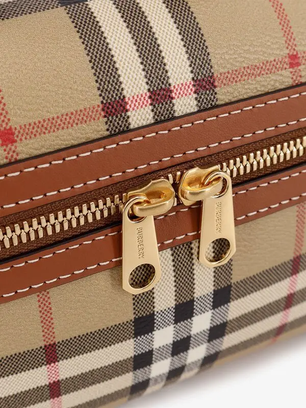 Burberry Vanity Check Coated Canvas Crossbody Bag With Check Pattern