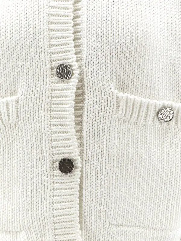 TOTEME Organic Cotton Cardigan With Hammered Metal Buttons