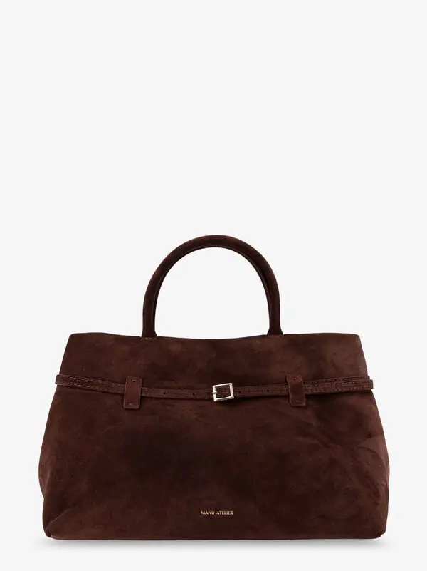Manu Atelier Le Cambon 35 Suede Handbag - Brown