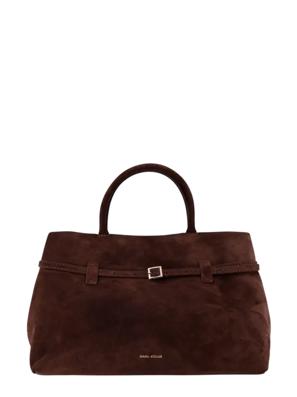 Manu Atelier Le Cambon 35 Suede Handbag - Brown