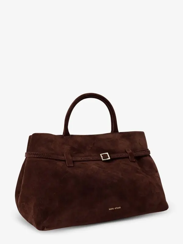 Manu Atelier Le Cambon 35 Suede Handbag - Brown