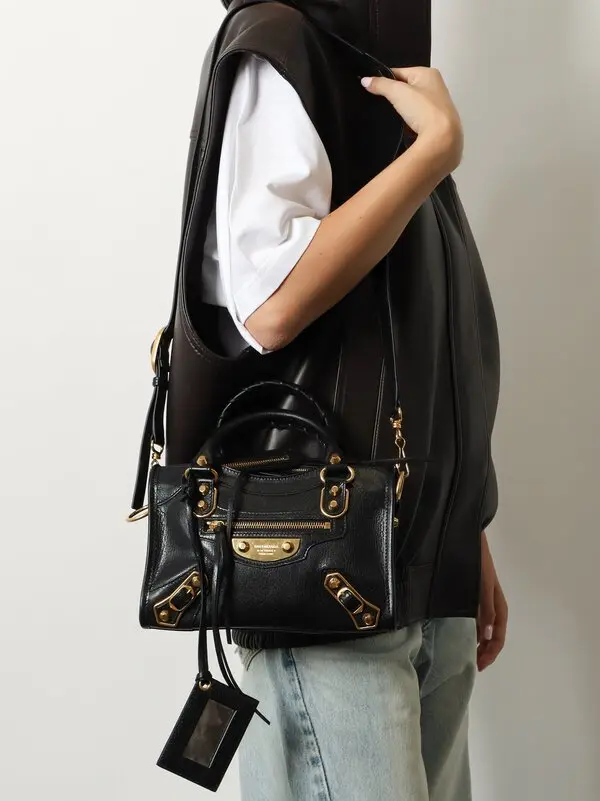 Balenciaga Le City Uptown Mini Leather Handbag - Black