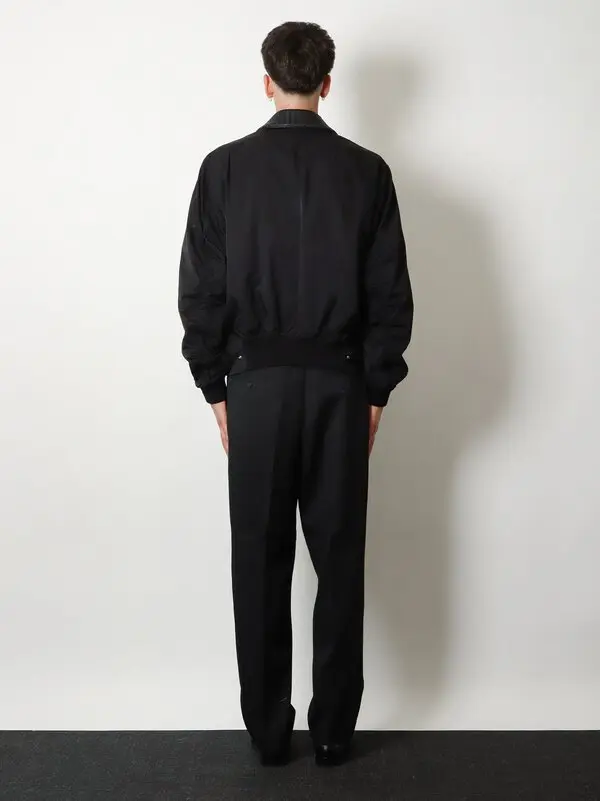 Bottega Veneta Nylon And Cotton Jacket With Intrecciato Leather Details - Black