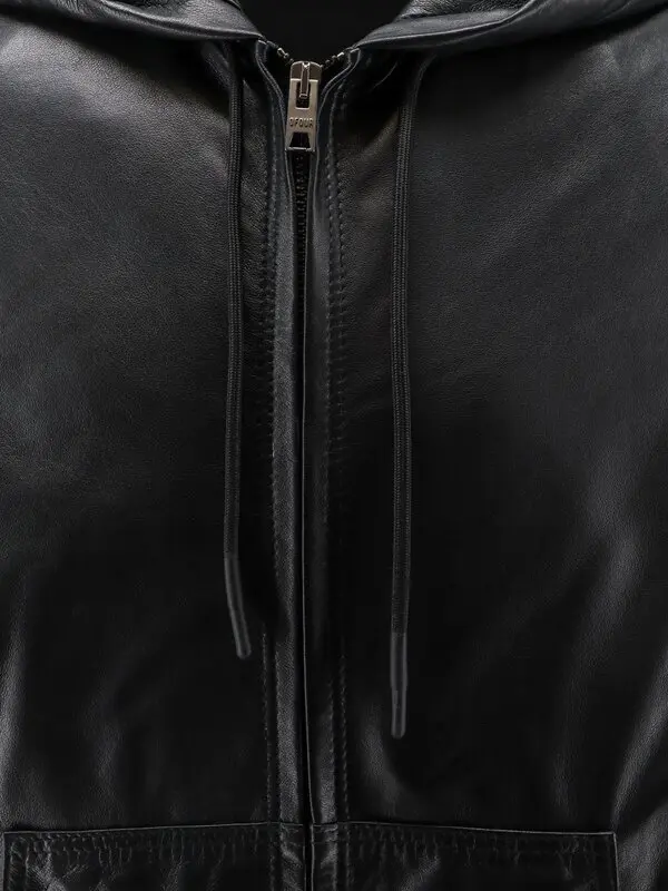 DFOUR Hooded Leather Jacket
