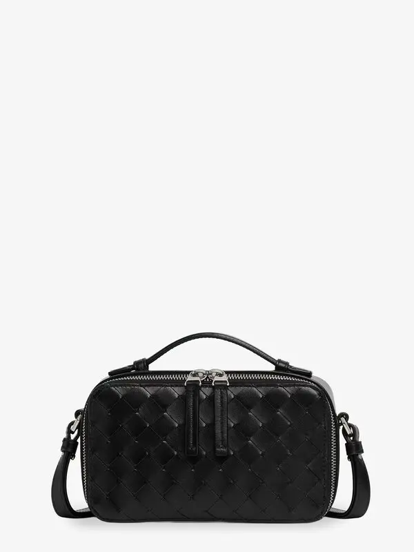 Bottega Veneta Leather Clutch Bag With Intrecciato Motif - Black