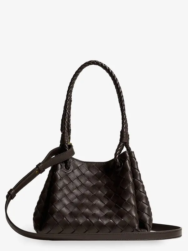 Bottega Veneta Parachute Leather Intrecciato Shoulder Bag - Brown