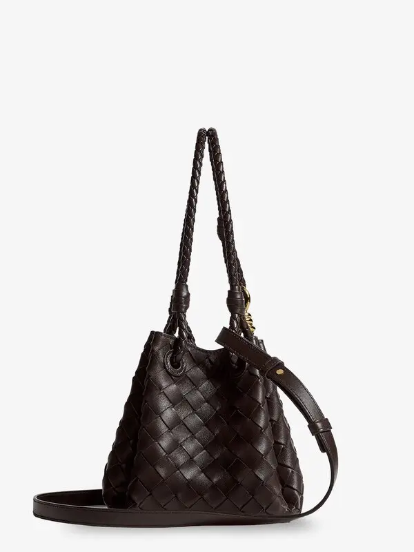 Bottega Veneta Parachute Leather Intrecciato Shoulder Bag - Brown