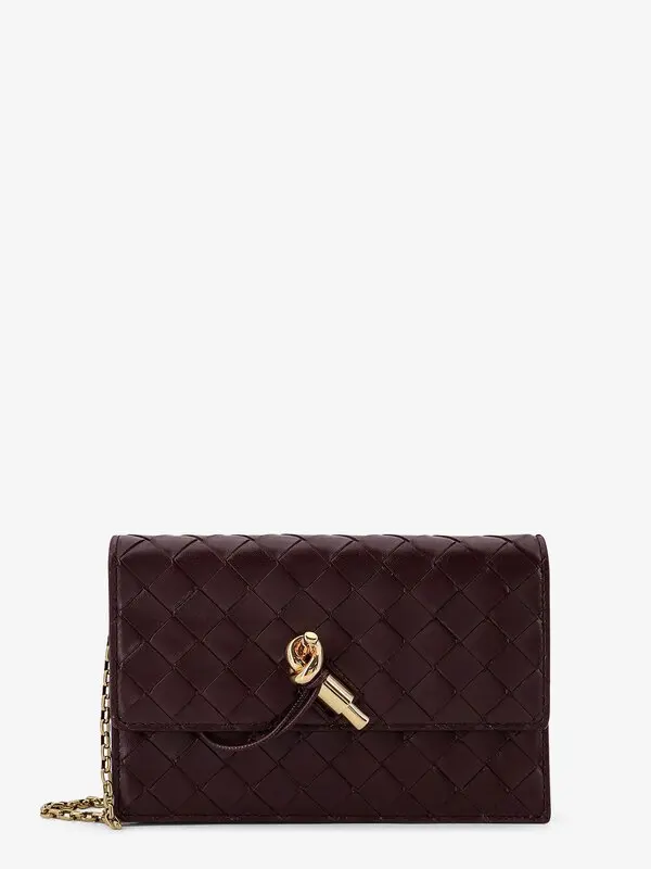 Bottega Veneta Leather Crossbody Bag With Intrecciato Motif - Purple