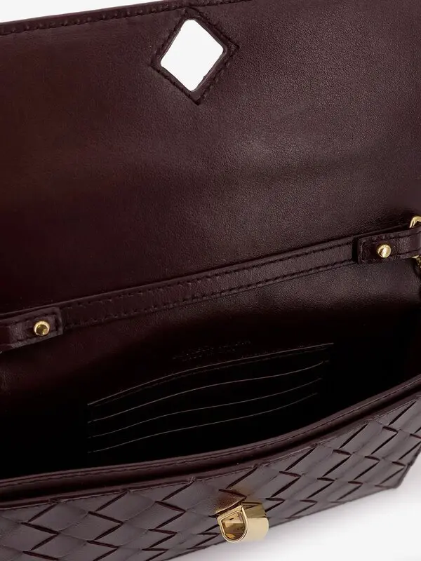 Bottega Veneta Woven Leather Shoulder Bag - Purple