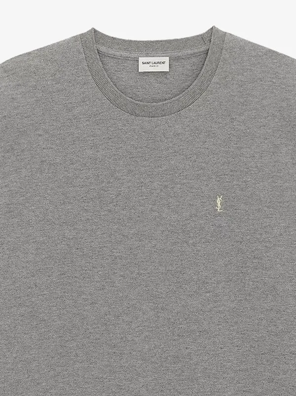 Saint Laurent Recycled Material Tshirt With Cassandre Embroidery