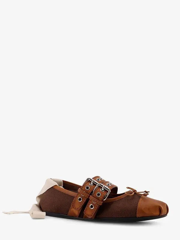 Miu Miu Canvas And Leather Blend Ballerinas