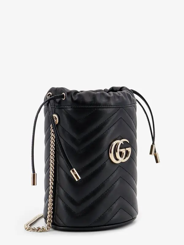 Gucci Gg Marmont Matelassé Leather Bucket Bag - Black