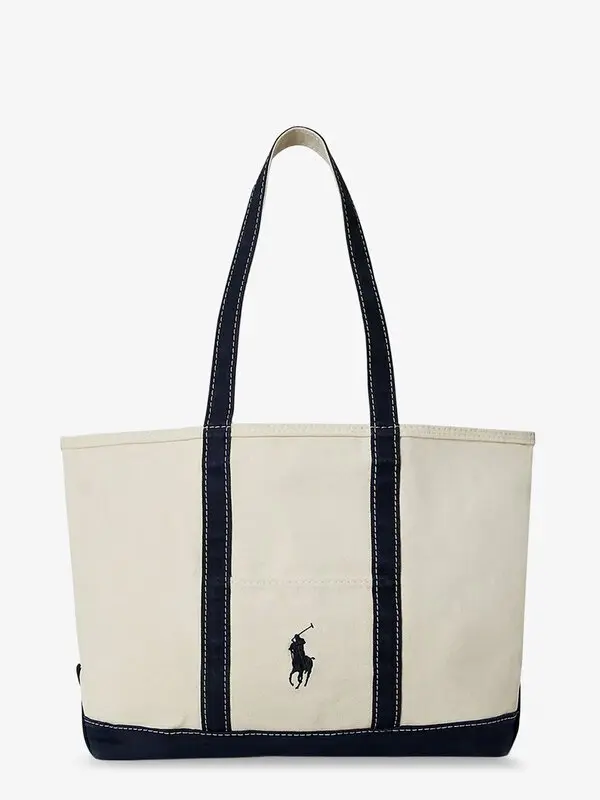 Polo Ralph Lauren Canvas Shoulder Bag With Embroidered Logo - Beige