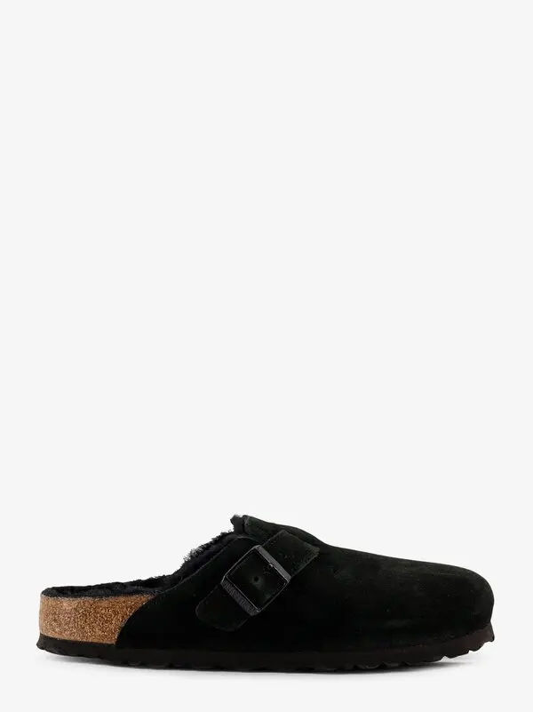 BIRKENSTOCK Boston Vl/shearling Suede Mule - Black
