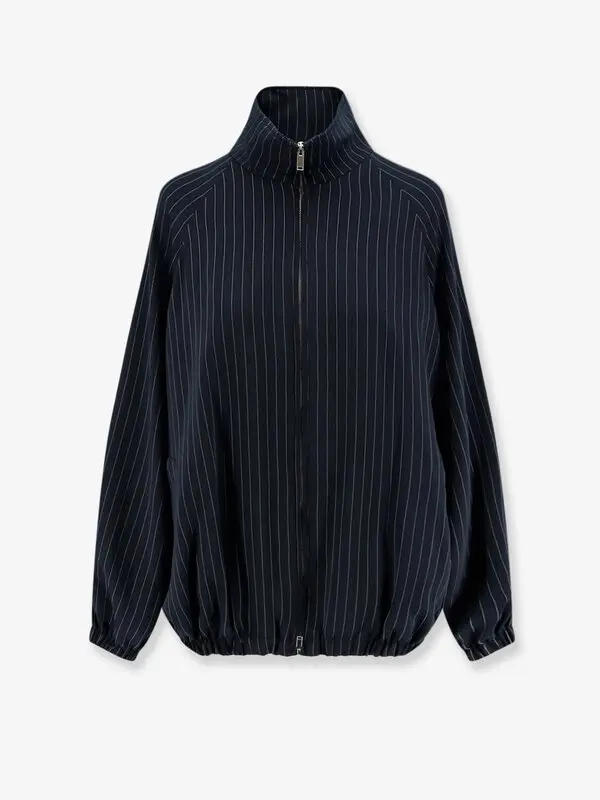 THE FRANKIE SHOP Baxter Pinstripe Recycled Material Jacket - Blue