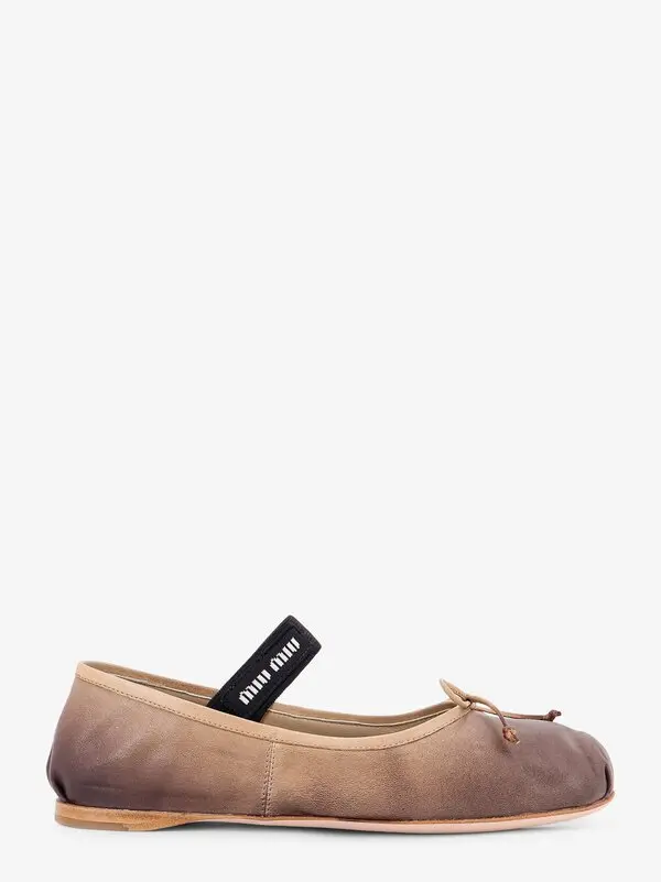 Miu Miu Leather Ballerinas - Beige