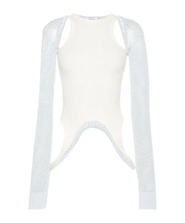 Off-White Racerback Cut-out Panelled Top - White