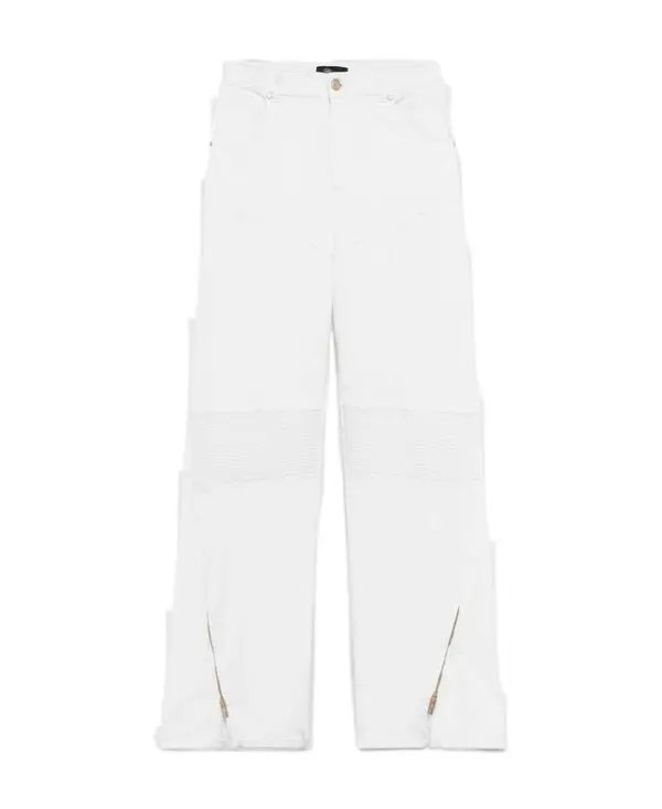 Blumarine High Waist Ribbed-knee Detailed Jeans - White