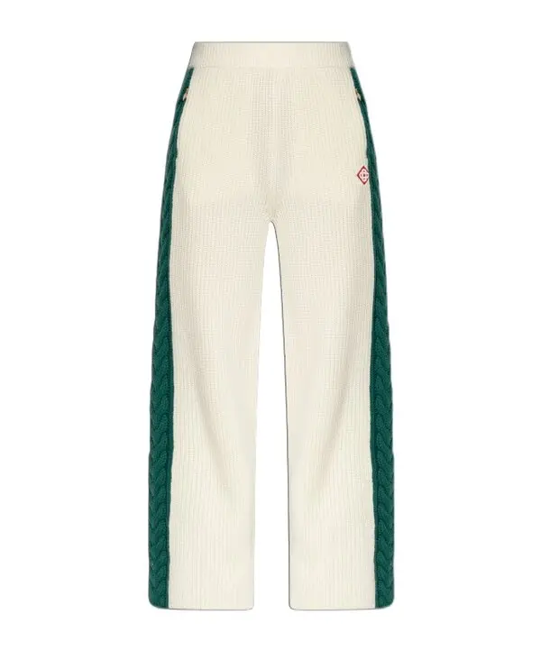 Casablanca Straight-leg Cable-knit Trousers - White