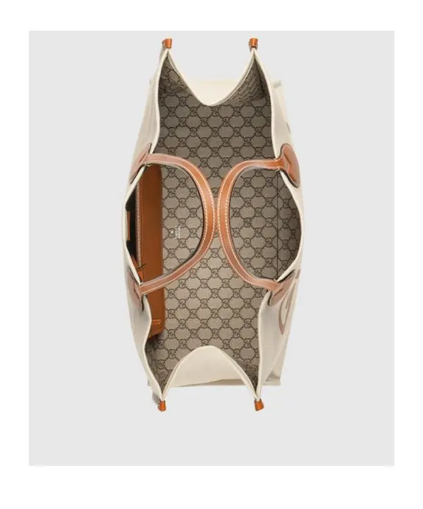Gucci Canvas And Leather Top Handle Bag - White