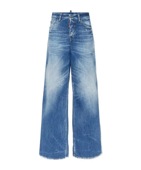 Dsquared2 Wide-leg Distressed Jeans - Light Blue