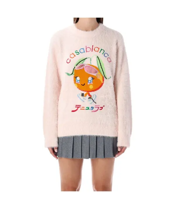 Casablanca Logo-embroidered Brushed Jumper - Pink