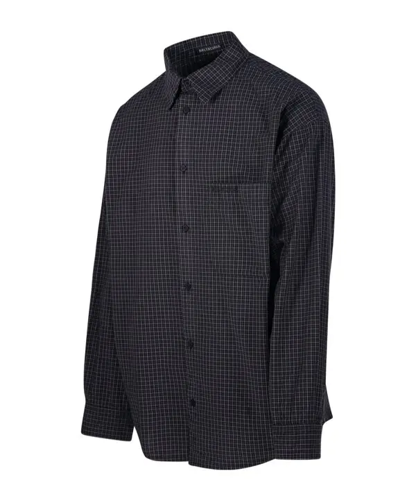 Balenciaga Checkered Oversized Long-sleeve Shirt