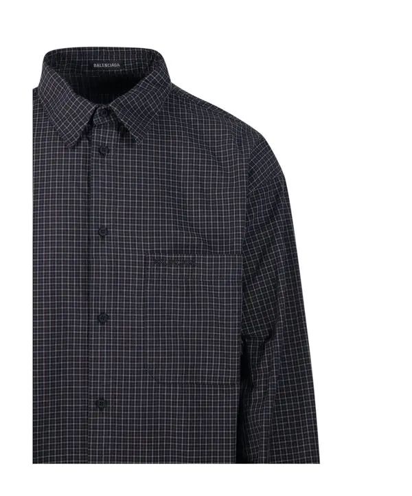 Balenciaga Checkered Oversized Long-sleeve Shirt